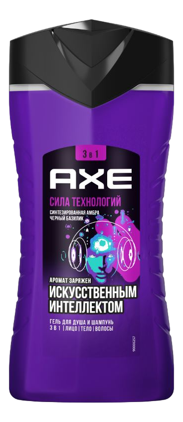 Гель для душа и шампунь мужской AXE 3в1 Сила технологий Синтезированная амбра Черный базилик, 250мл