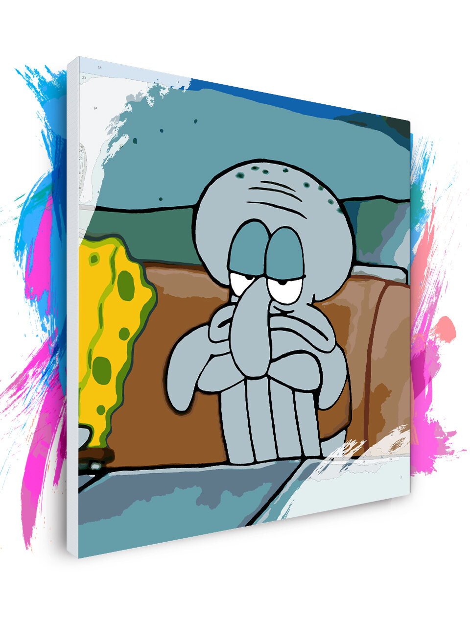 Картина по номерам на холсте Сквидвард недоволен, 50 х 50 см