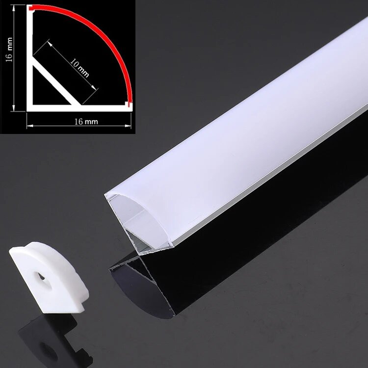 Khelse V-образный алюминиевый профиль для светодиодных лент 5050 milky/transparent Milky Cover, 7PCS
