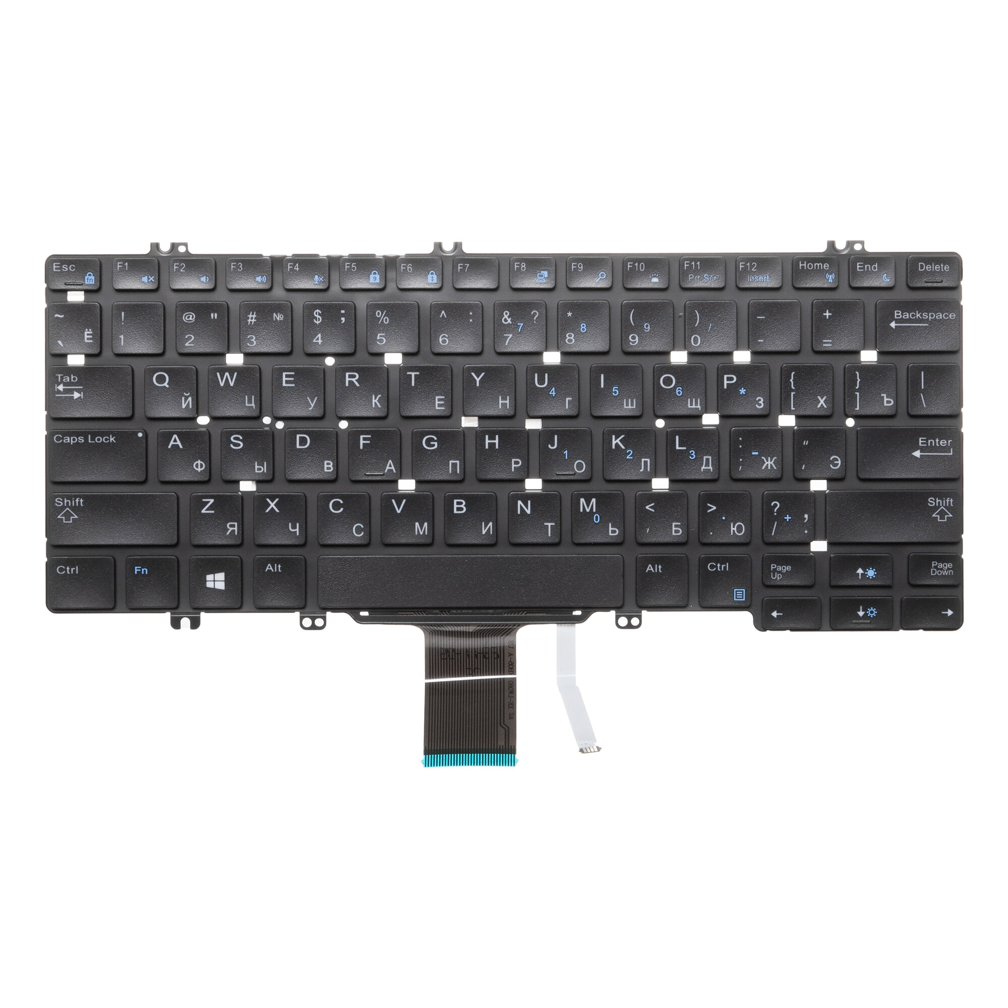 Клавиатура с подсветкой для ноутбука Dell Latitude 7280 / Dell Latitude 7390 / Dell Latitude 5290 / Dell Latitude 7290 / Dell Latitude 5280 / Dell Latitude 7389 / Dell Latitude 5289 / Dell Latitude 7380 / NSK-EHABC - черная