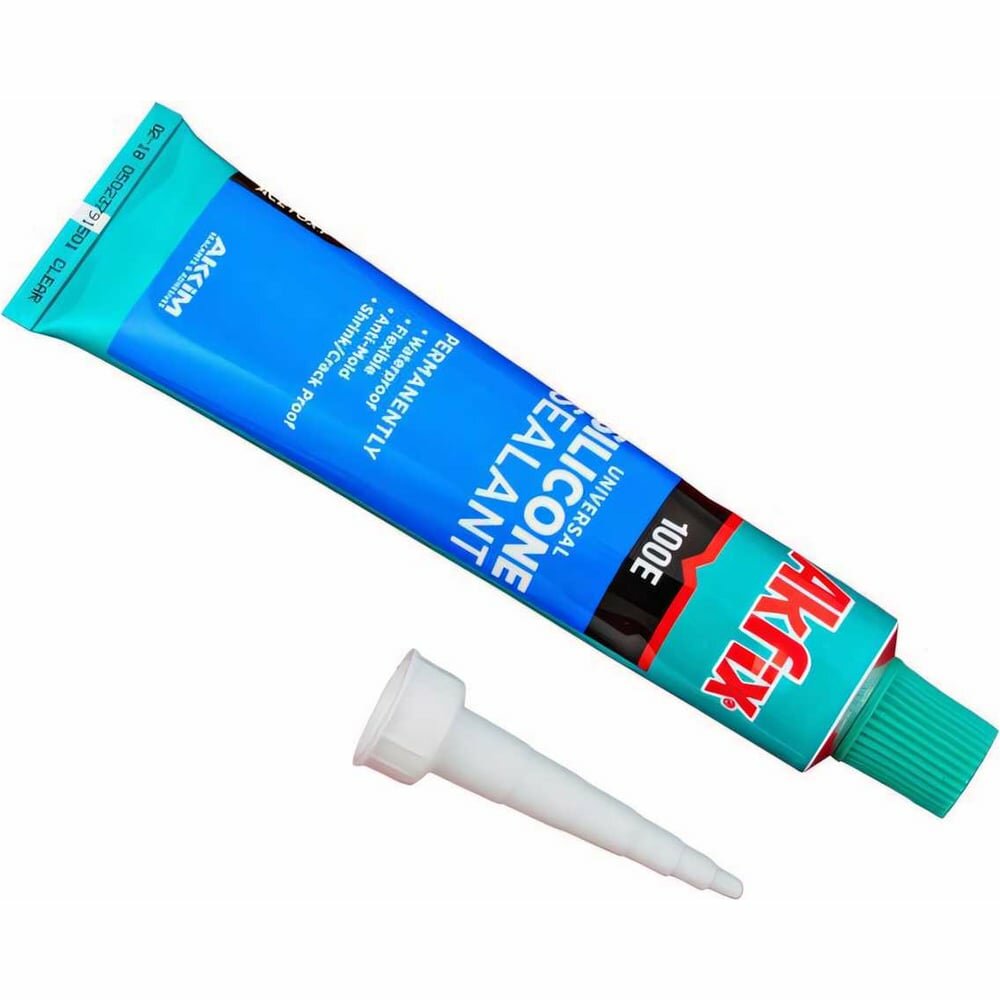 Универсальный силиконовый герметик Akfix 100E прозрачный, 50 мл SA111 для использования на