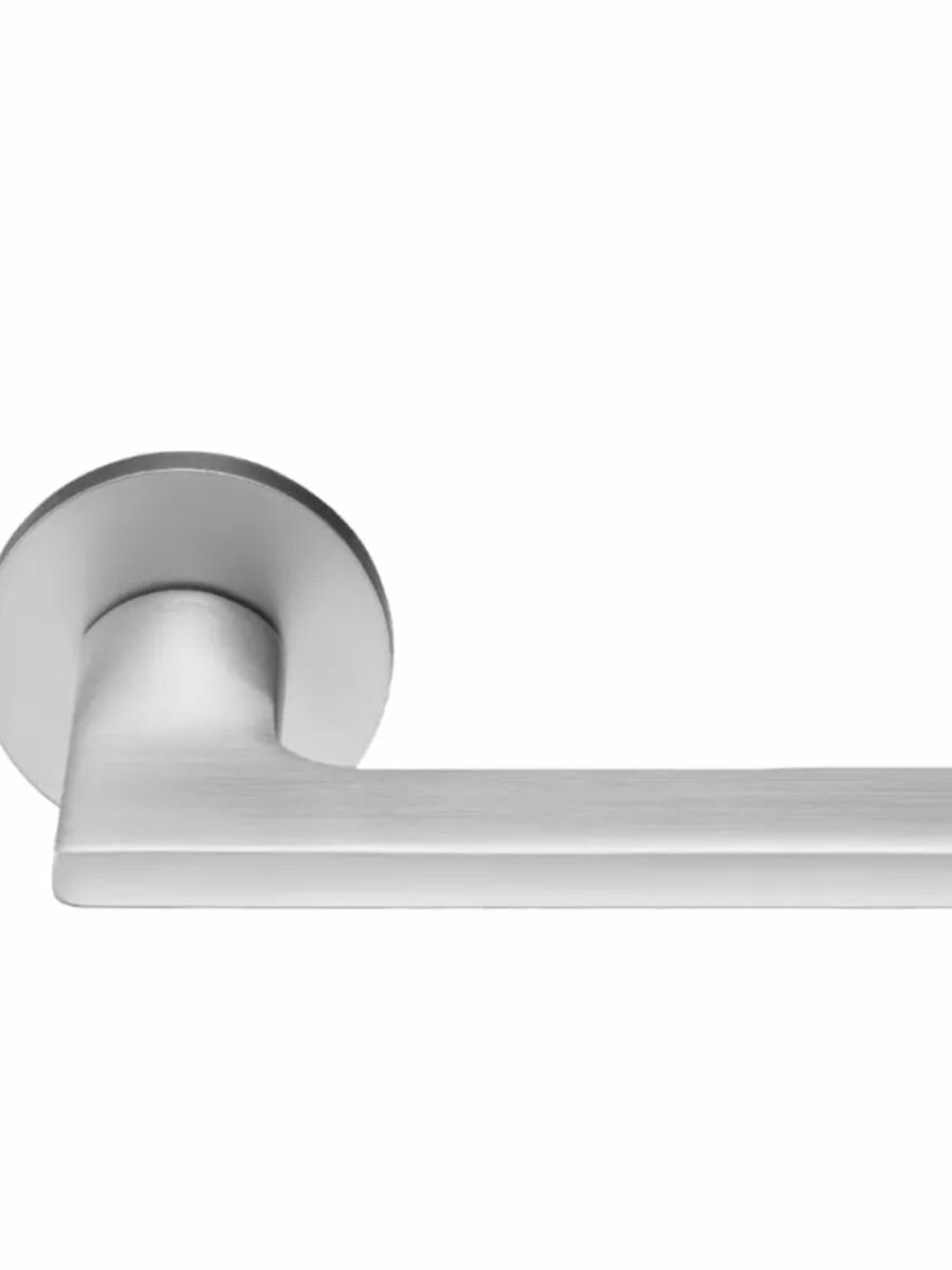 Ручка дверная Rucetti RAP 31 SLIM-R SC хром, ручки для межкомнатных дверейна круглой розетке комплект, фурнитура