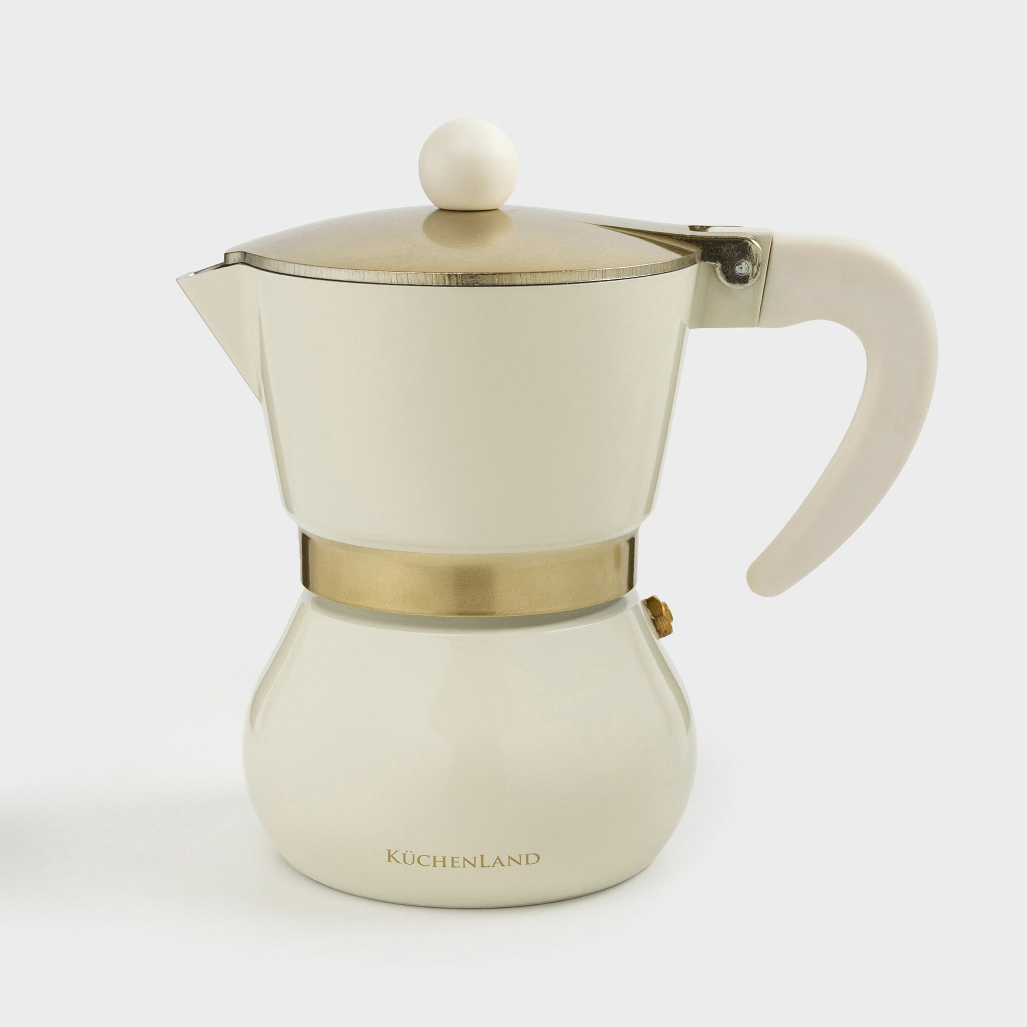 Кофеварка гейзерная, 150 мл, алюминий/пластик, бежево-золотистая, Laneri, Kuchenland