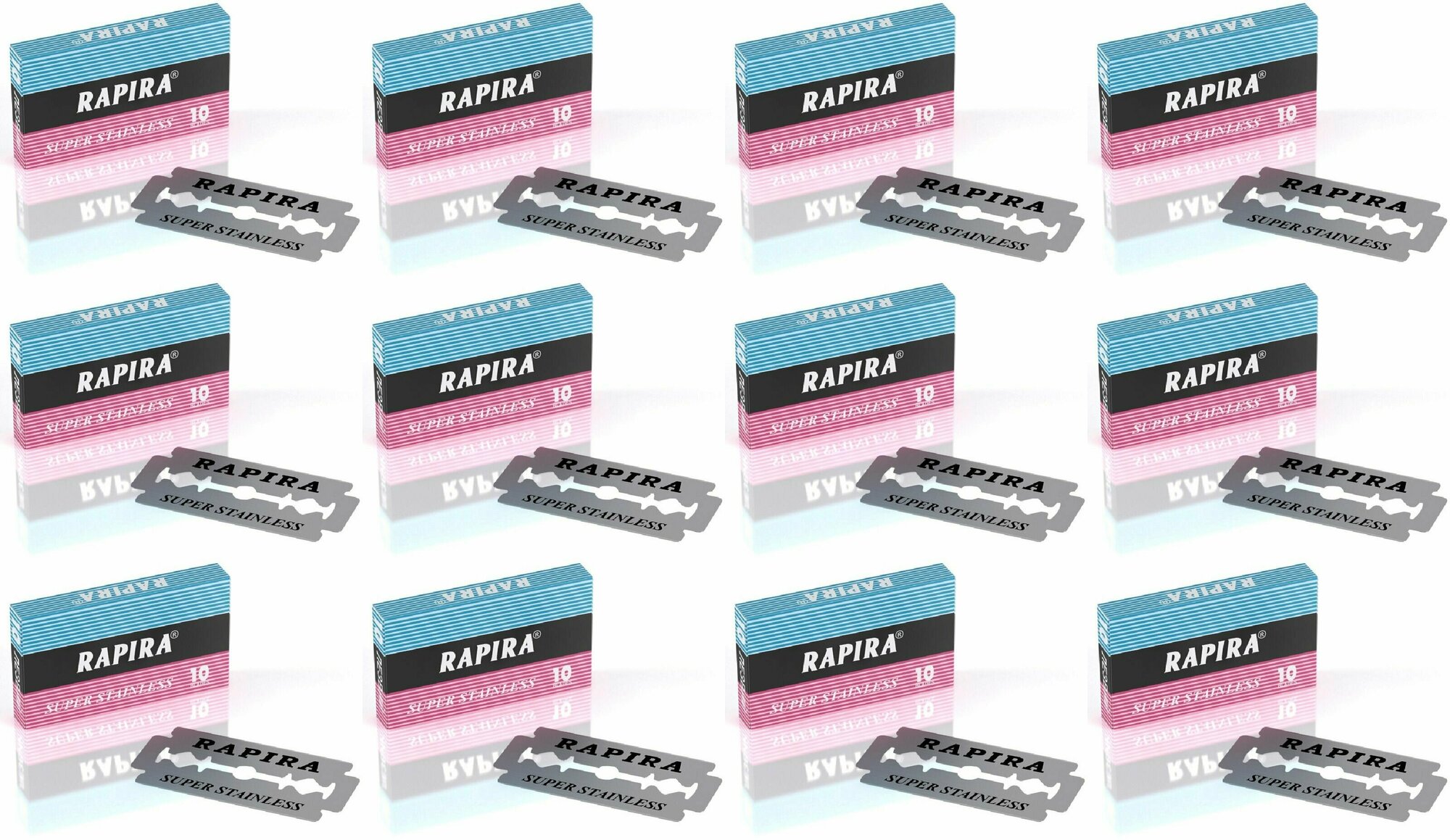 Лезвия двухсторонние, Rapira, Classic, классические, для T-образных бритв, 10 шт, 12 уп