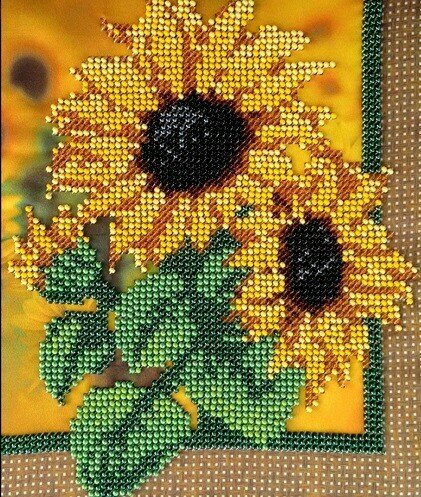 Набор для вышивания FeDi #КВ309 Подсолнухи, Вышивка бисером, 17 х 20 см