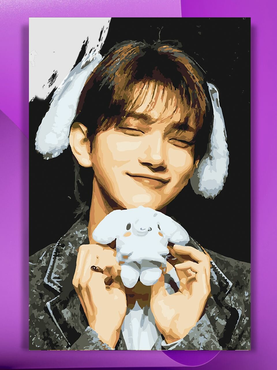 Картина по номерам на холсте SEVENTEEN - Джошуа с зайчиком, 40 х 60 см