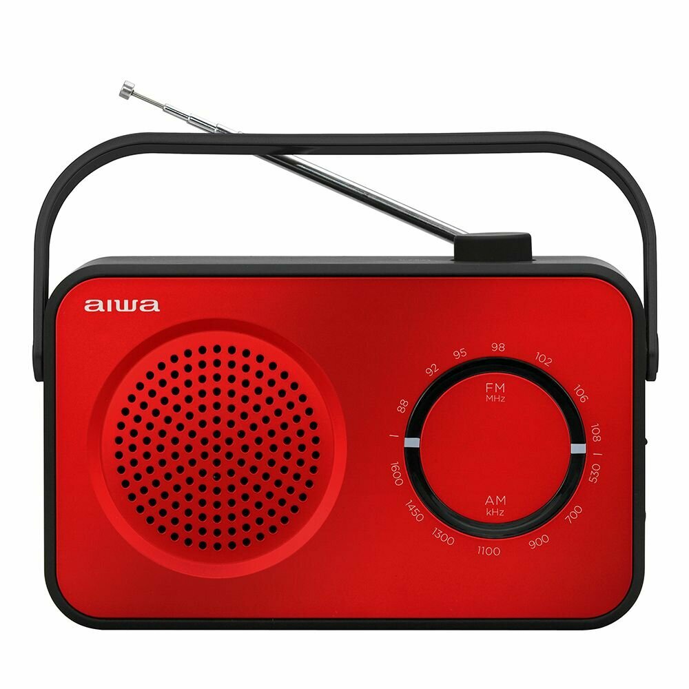 Радиоприемник AIWA R-190RD красный с черным, ручка для переноски