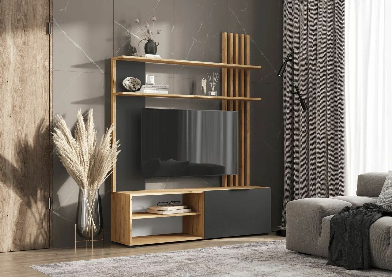 Комплект мебели для гостиной Роджина (Графит/Дуб Крафт)