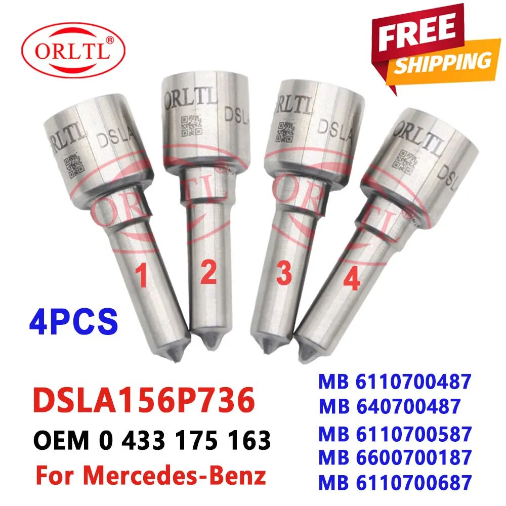 DSLA156P736 Форсунка инжектора 0433175163 для Mercedes 0445110009 0445110010 0445110011 0445110012, дизельное топливо, 4 шт.