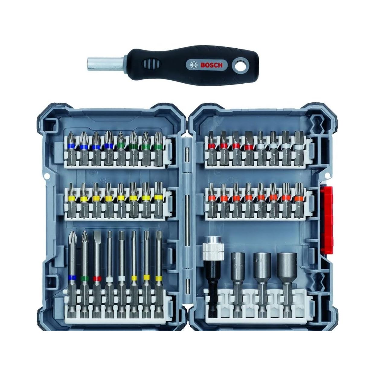 Профессиональный набор бит для отвертки и держатель бит Bosch в кейсе, 45 предметов, 2607017693, уцененный