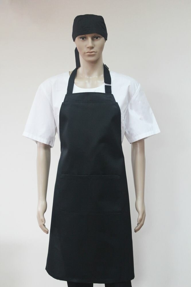 Фартук поварской цельнокройный с регулироемой брителью черный (ткань плащевая)