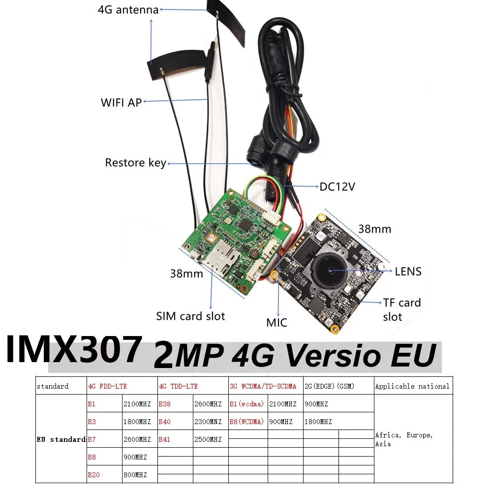 IMX307 2MP 4G IP-камера EU