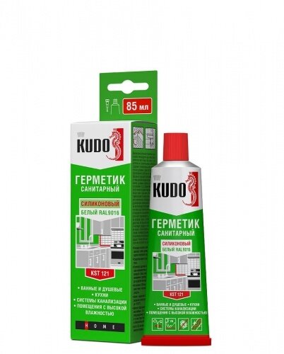 KUDO Герметик силиконовый санитарный белый, в тюбике 85 мл