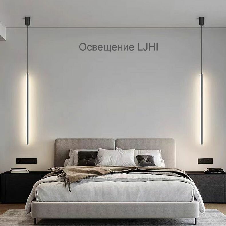 Люстра LJHI, светодиодный источник света, белый плафон, металл, 2 лампочки, 60 см — фото 1