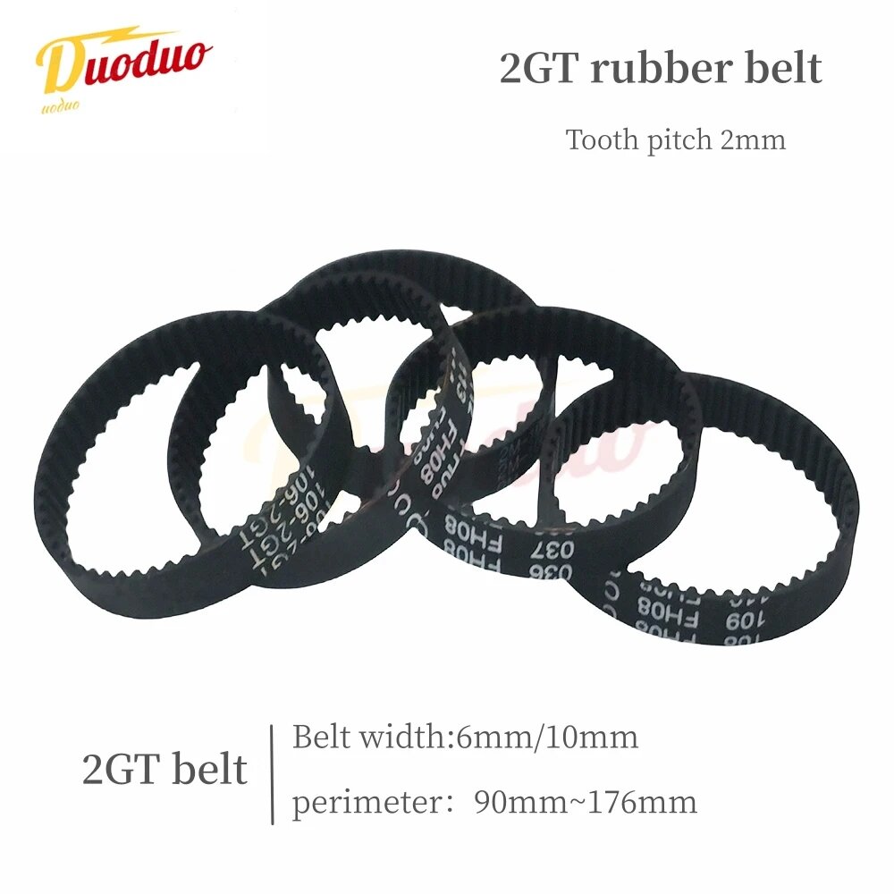 Резиновый синхронный ремень GT2 2GT 6/10 мм черный 10 мм, 2GT-158mm