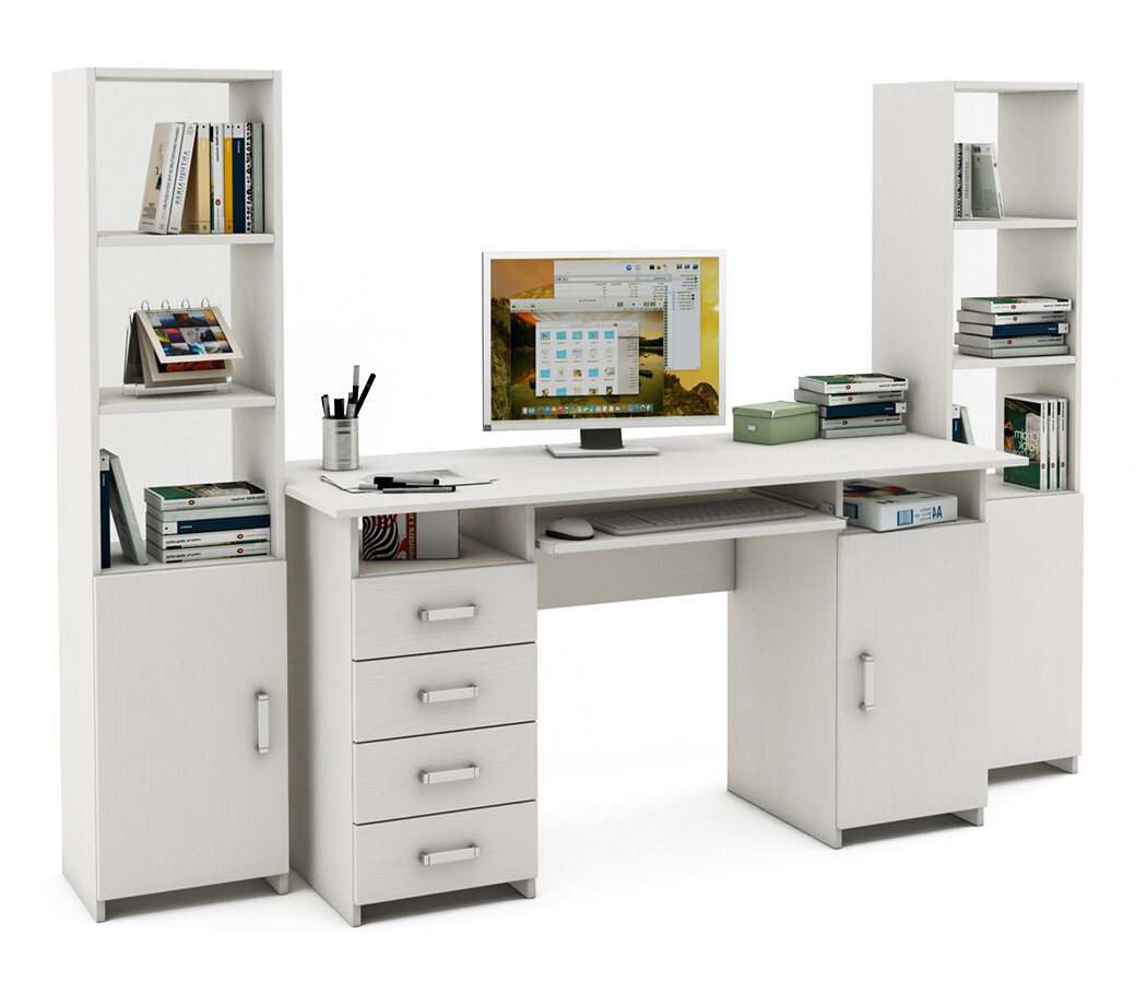 Стол письменный, компьютерный для школьника Лайт (Ньюкасл) 8К, письменный стол и стеллажи, ЛДСП, 213 см x 60см x 149 см