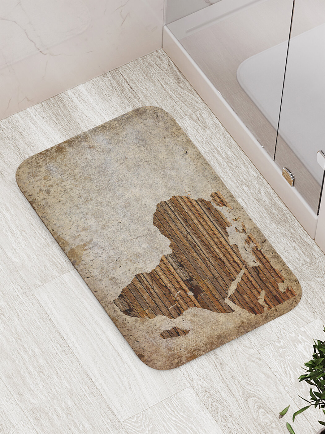 Коврик для ванной комнаты, туалета "Деревянная карта" противоскользящий, 52х77 см, JoyArty