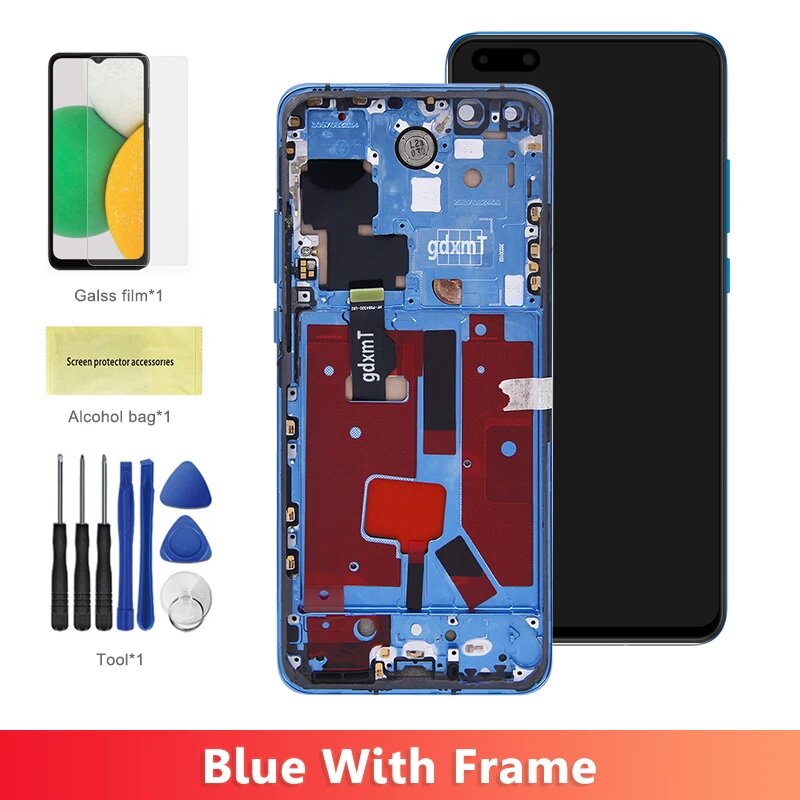 Дисплей в сборе для HUAWEI P40 Pro, синий с рамкой