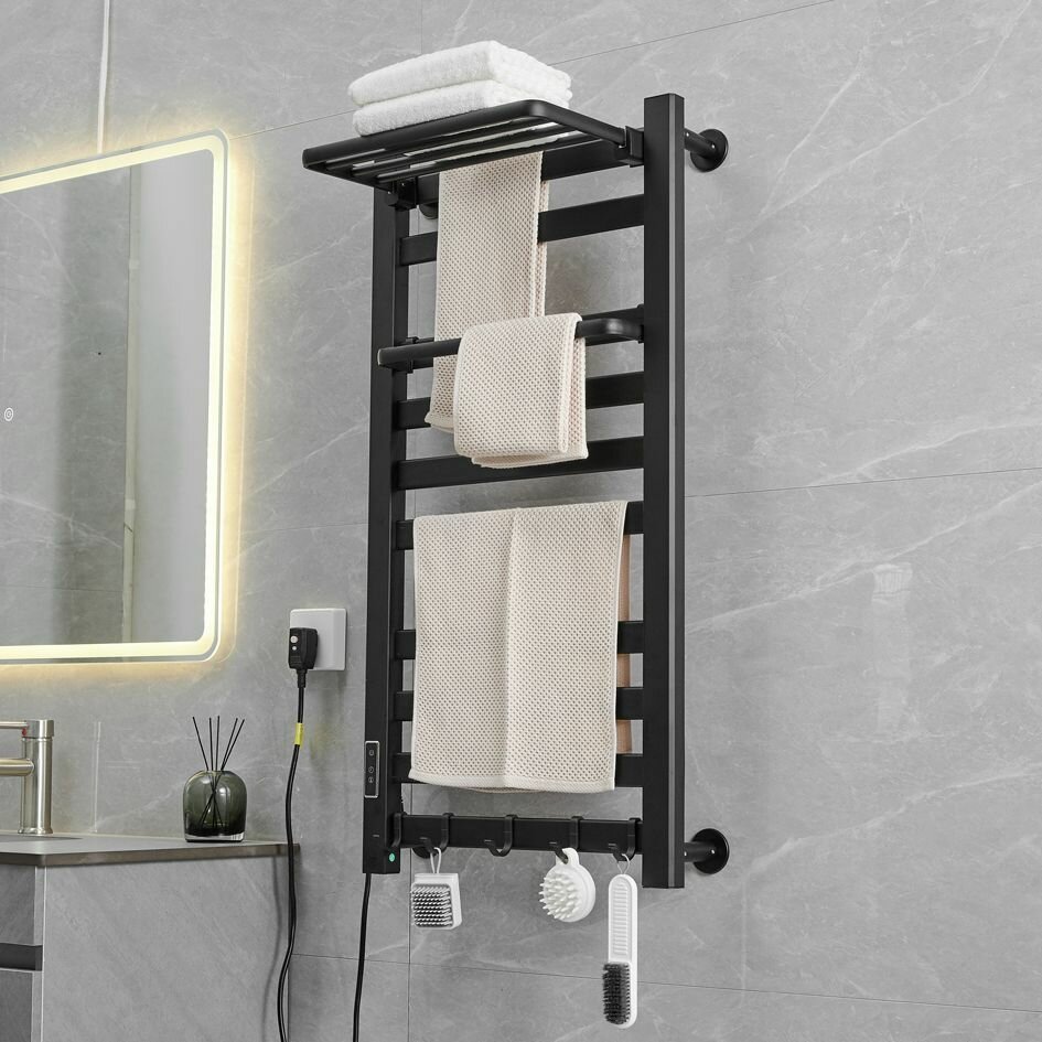 Полотенцесушитель Электрический GoBro MAR660021 подключение слева, сенсорный дисплей, Алюминий, 485мм 960мм форма Лесенка -lj