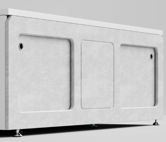 Экран-купе 180, МДФ, цвет белый камень, на ножках, раздвижной, регулировка по высоте