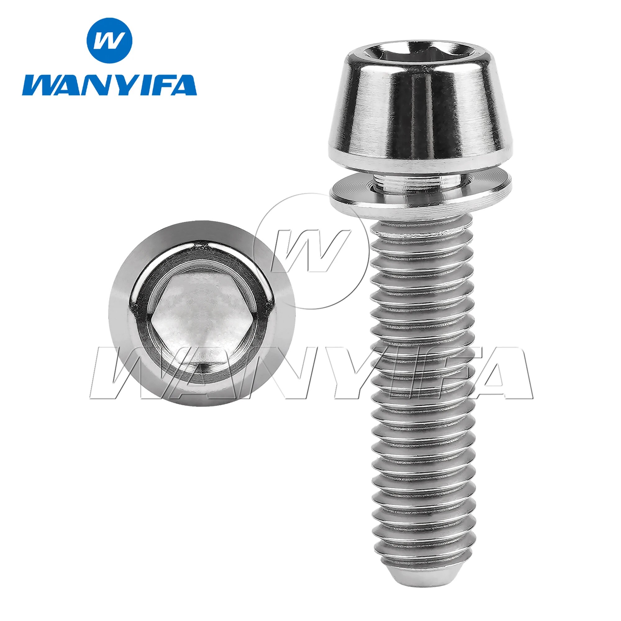 Титановые болты Wanyifa M5x16/18/20 мм с шайбами 4/10 шт Titanium, M5x20mm, 10pcs