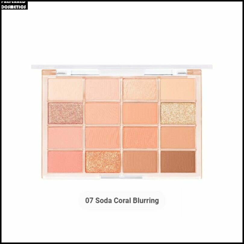 Шестнадцатицветная палитра теней для век wakemake, подходит для всех, 14 г, K-Beauty - 07 Soda Coral Blurring