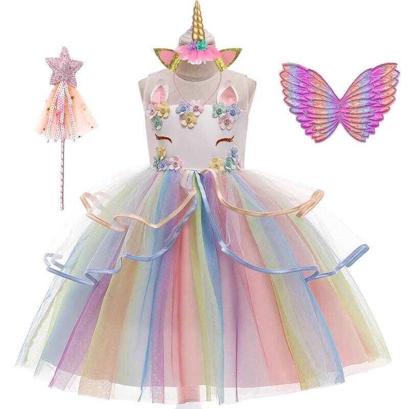 Детское платье с единорогом haojxuanyu для девочек 2-3T (Tag 100), 4 pcs as show