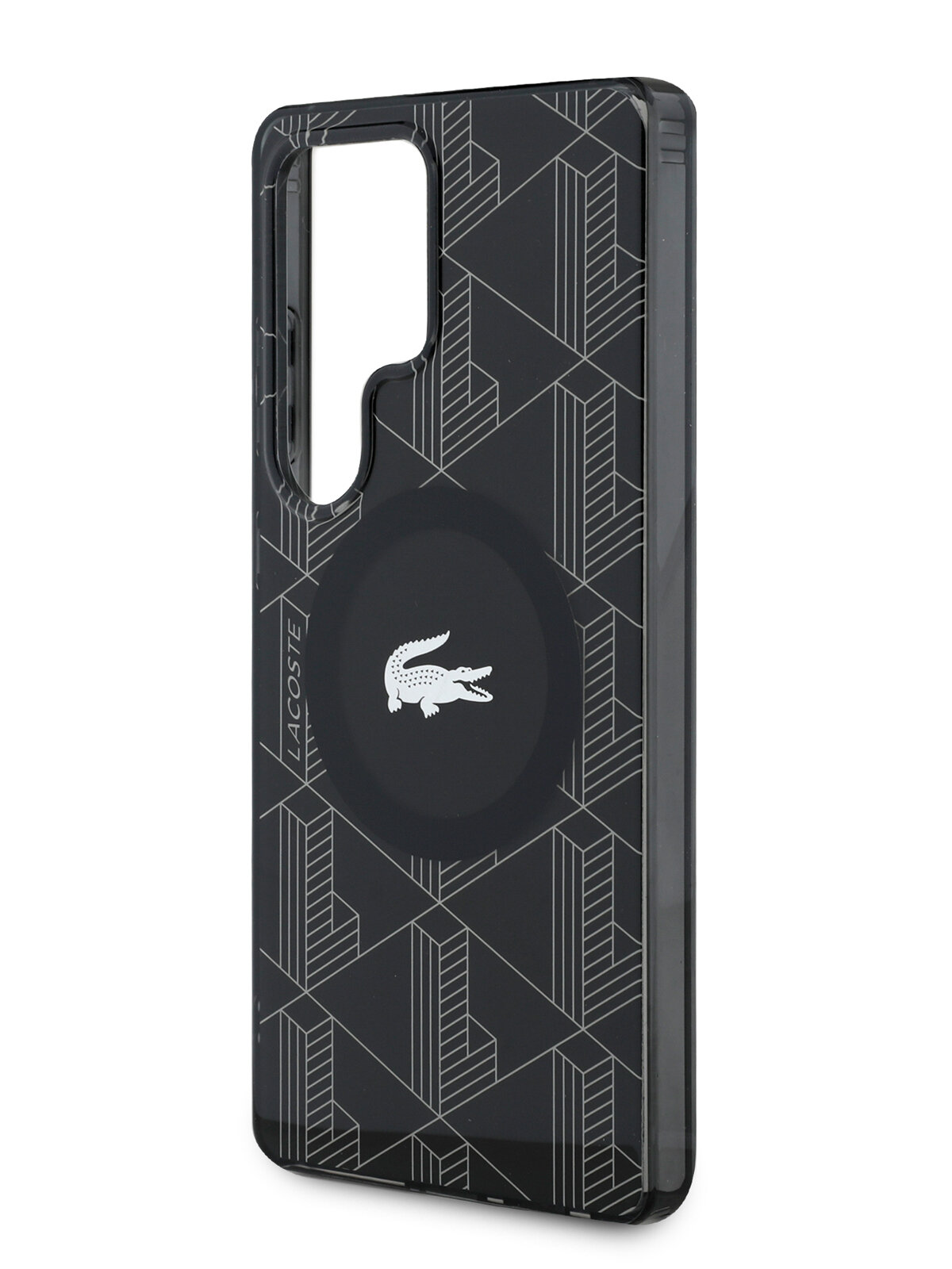 Lacoste для Galaxy S25 Ultra чехол PC/TPU Double layer Silver Croc logo Hard Black (MagSafe)