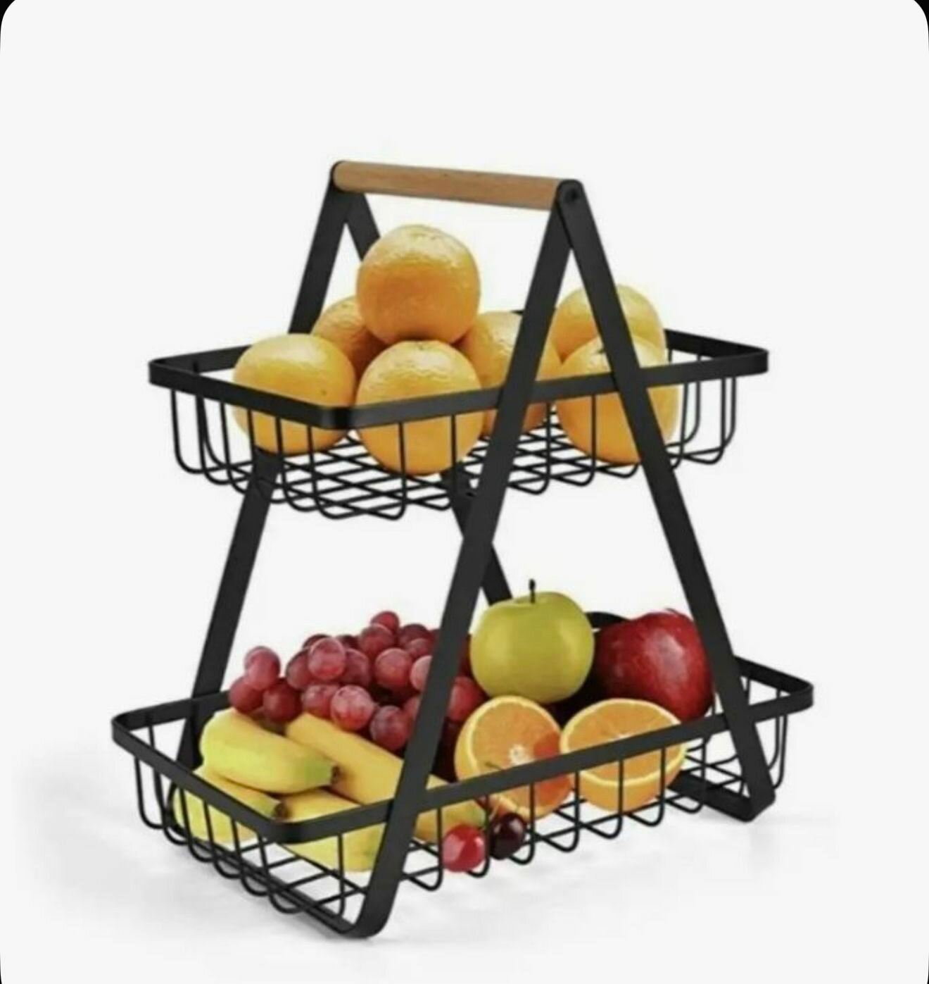 Фруктовница двухъярусная / Корзина для фруктов, конфет, выпечки и овощей в стиле лофт