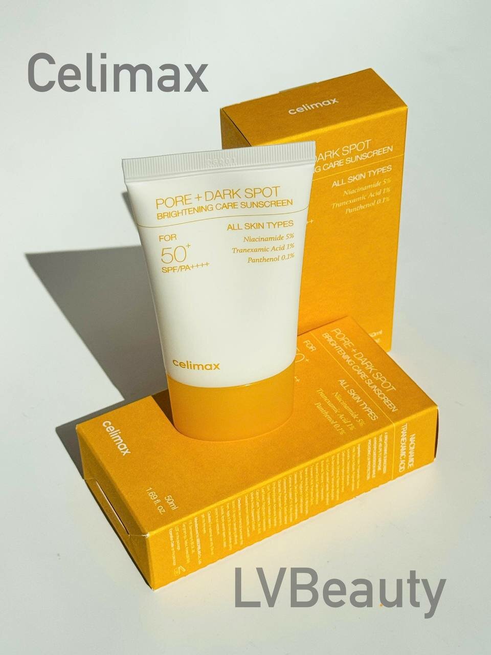 Осветляющий пигментацию солнцезащитный крем Celimax Pore+Dark Spot Brightening Care Sunscreen SPF50, 50 мл