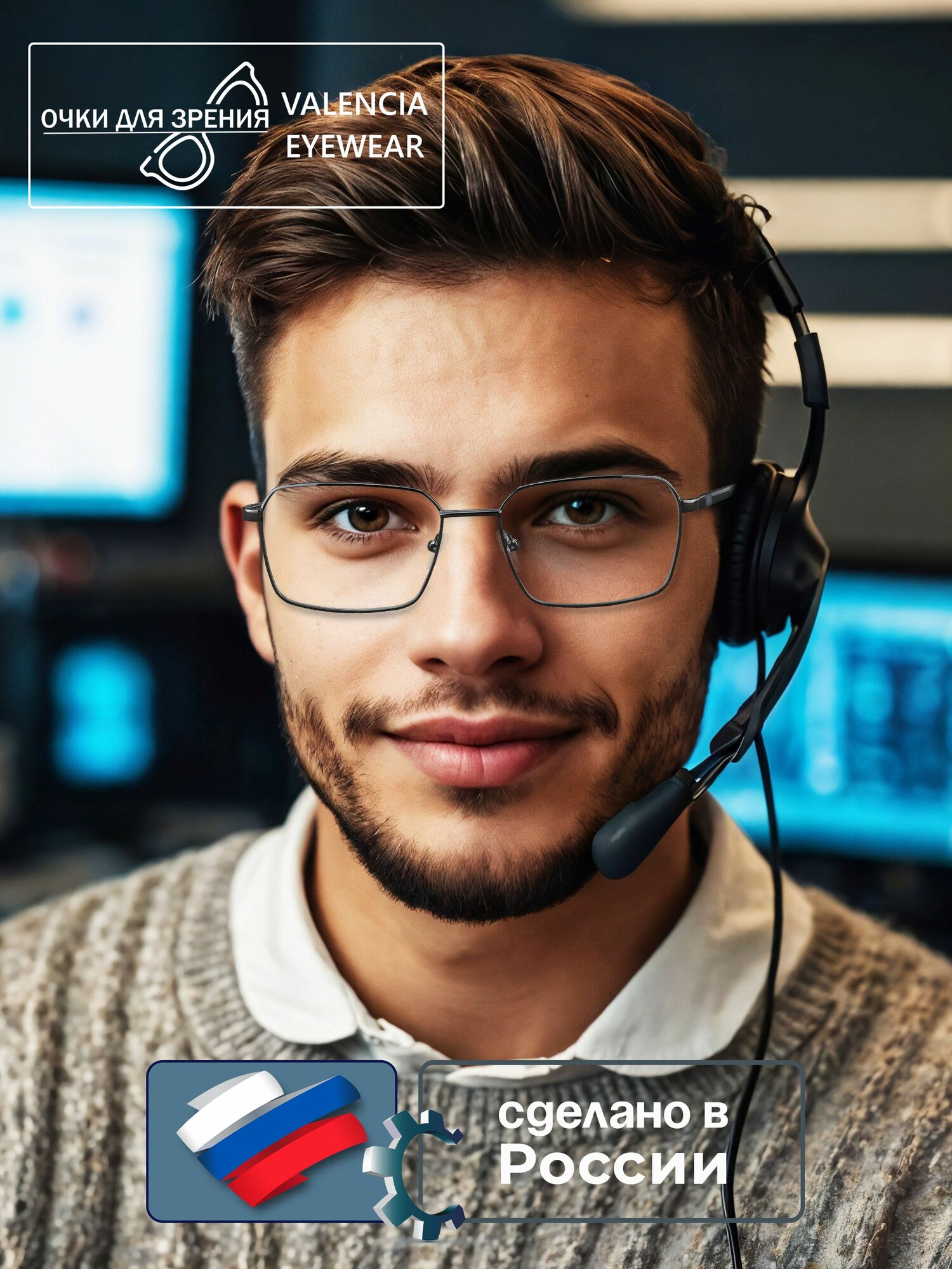 Компьютерные очки для чтения VALENCIA мод. 31576 Цвет 3 с линзами ROMEO 1.56 Blue Block +0.75 РЦ 62-64