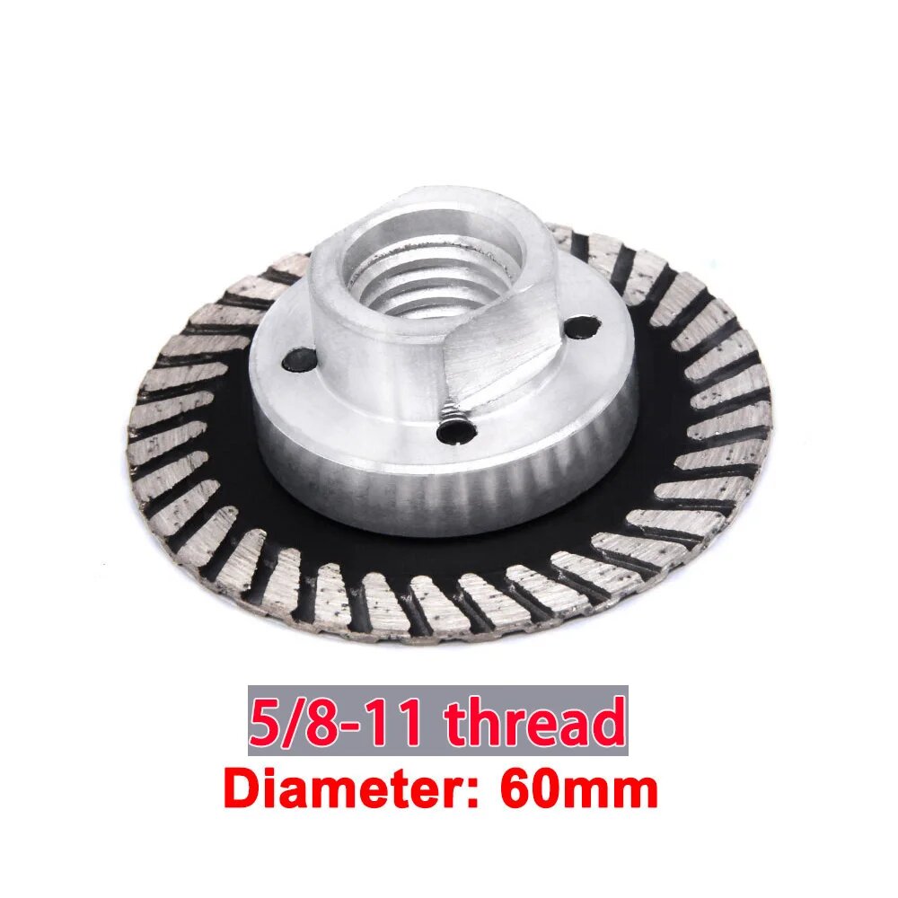 60 мм алмазный мини-турбо-резной диск, режущее полотно горячего прессования с фланцем M14 5/8-11, алмазная пила с резьбой для камня, гранита with flange 5-8