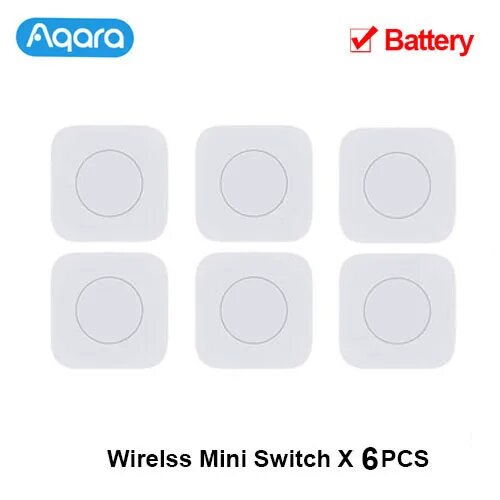 Оригинальный умный беспроводной мини-выключатель Aqara Smart Key One Button Remote Control ZigBee Sensor Wifi Switchs, работающий с Mi Home Homekit-6X беспроводным выключателем
