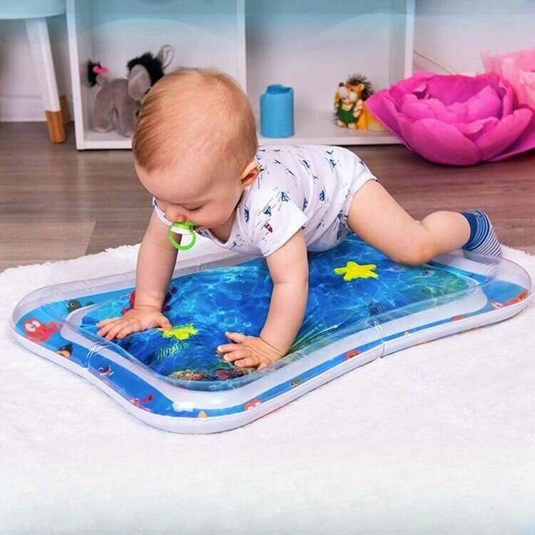 Детский игровой коврик для новорожденных Морской мир : водный для лежания на животике, развитие моторики, из ПВХ. Игрушка для малышей с 0 месяцев