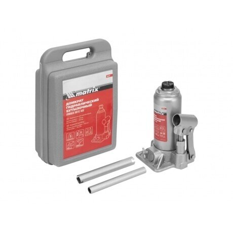 Домкрат гидравлический бутылочный, 3 т, h подъема 178-343 мм, в пласт. кейсе Matrix