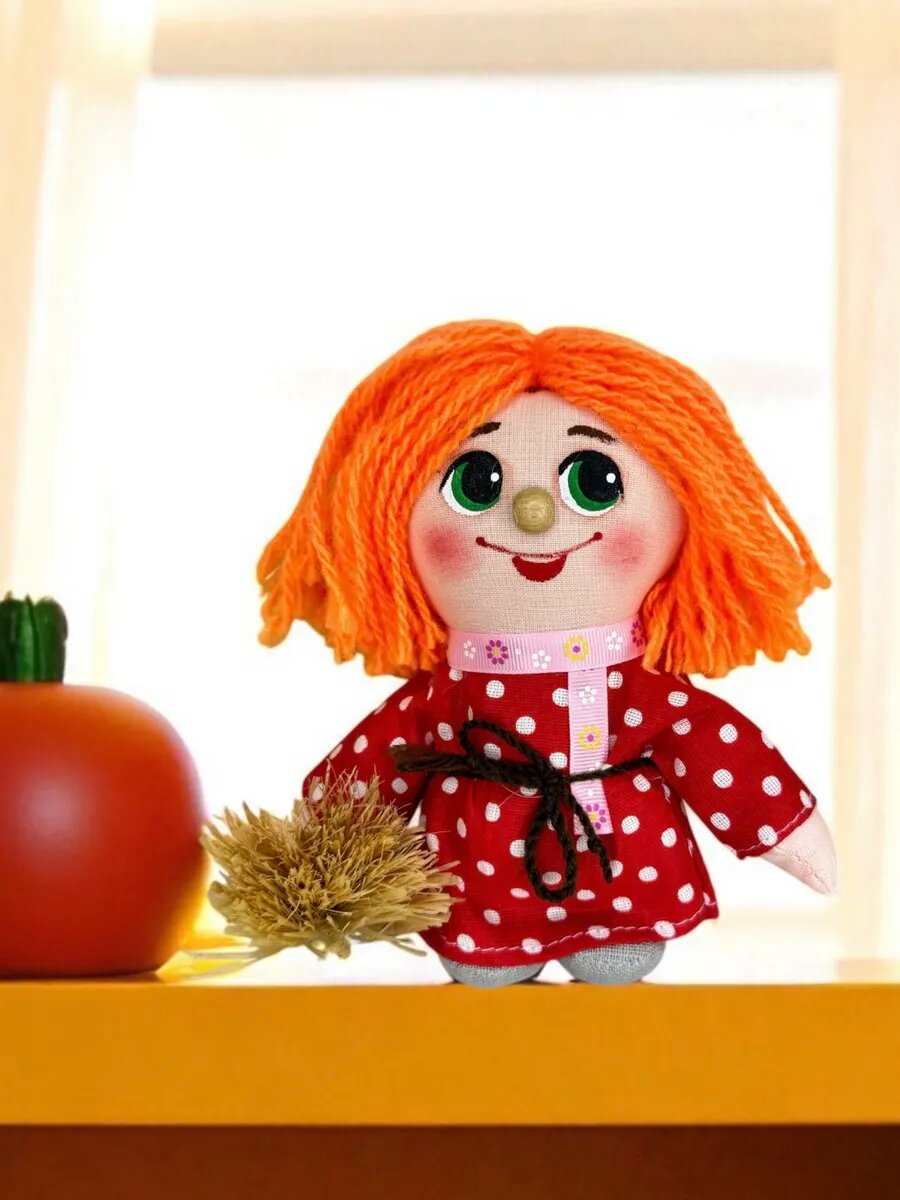 Оберег Цветной Кит "Домовой Прошка", для дома, текстиль, 17 см, разноцветный