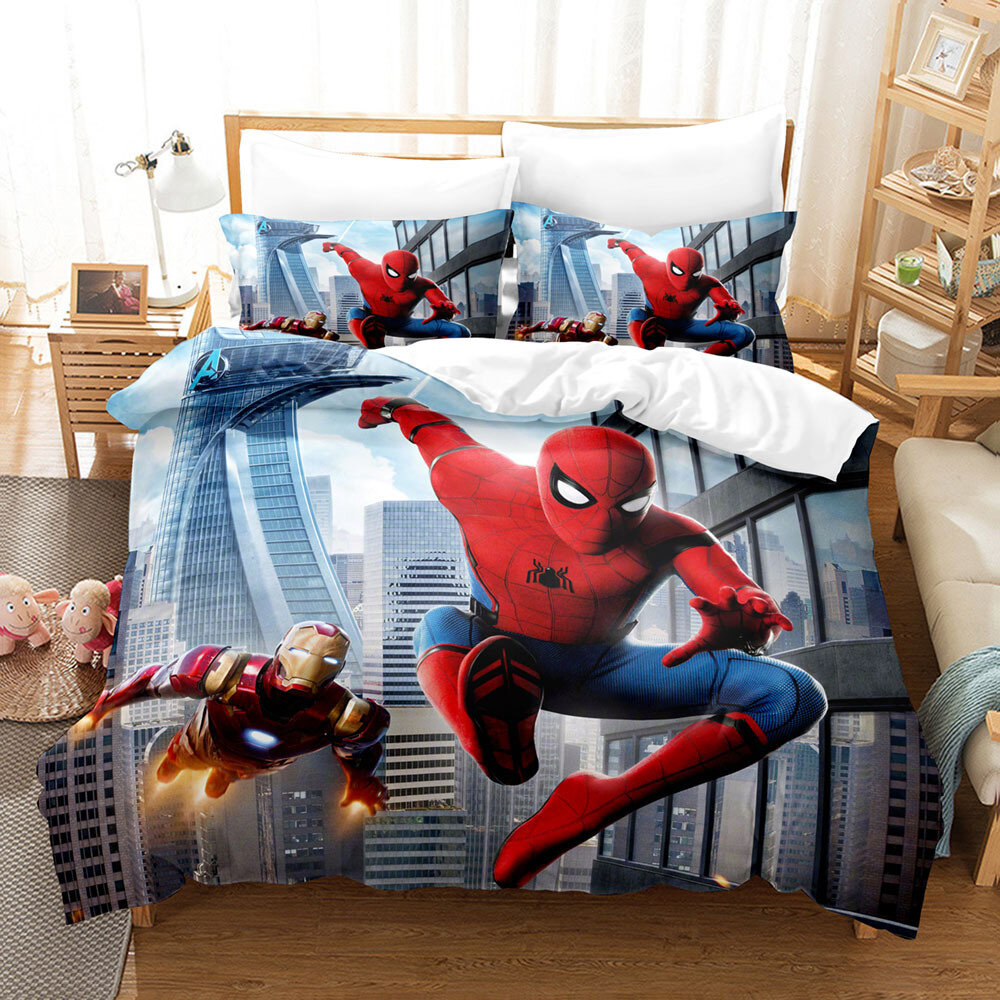 Комплект постельного белья из трех предметов с принтом Marvel для мальчика, цифровой 3D-принт из серии Spider-Man, разные размеры