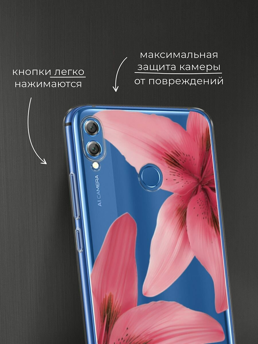 Чехол на Honor 8X / Хонор 8Х с принтом "Pink flower" — фото 1