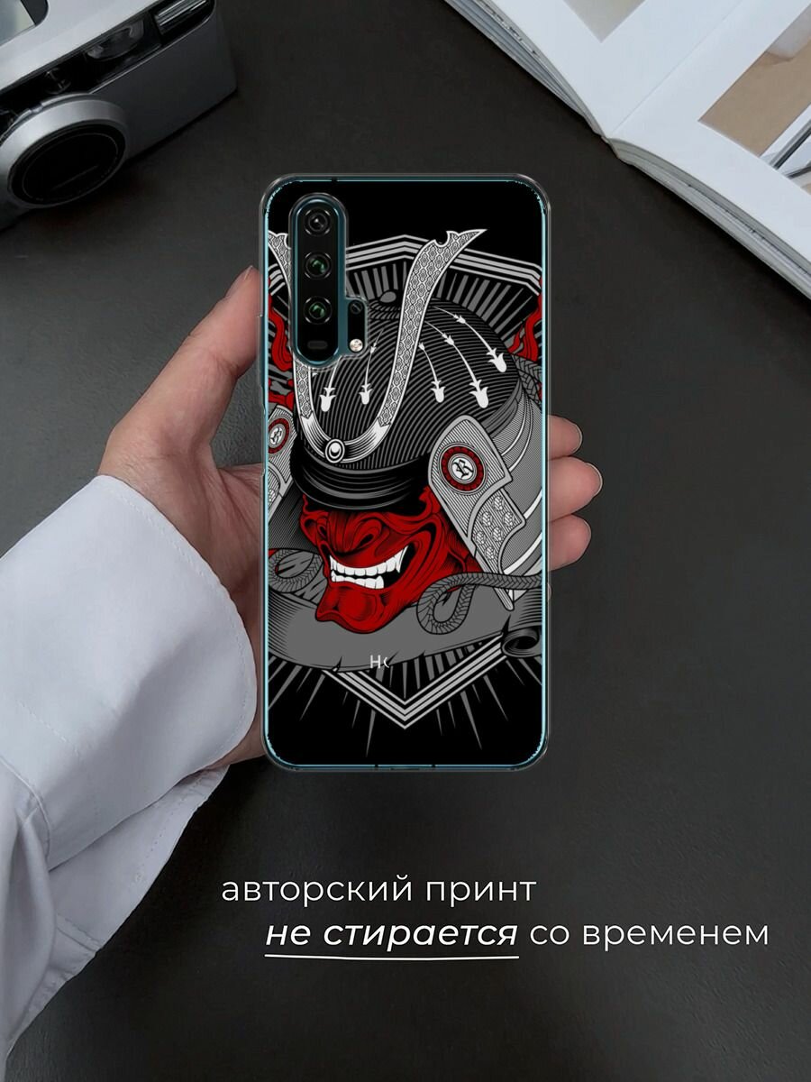 Чехол на Honor 20 Pro / Хонор 20 Про с принтом "Красная маска самурая" — фото 1