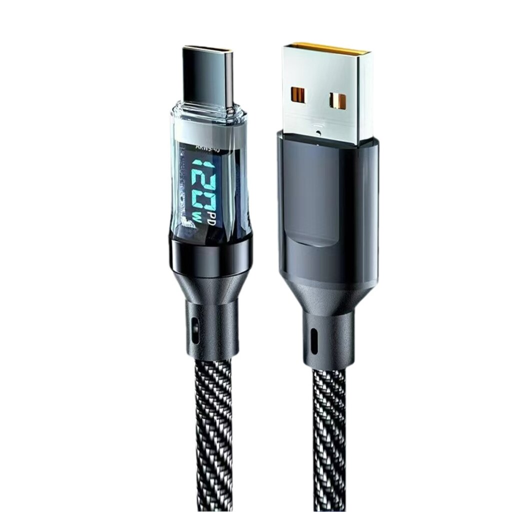 120 Вт Кабель USB-Type C Для Телефона, Супер Быстрый Зарядный Кабель Со Светодиодным Дисплеем, Шнур Передачи Данных Для Мобильного Телефона