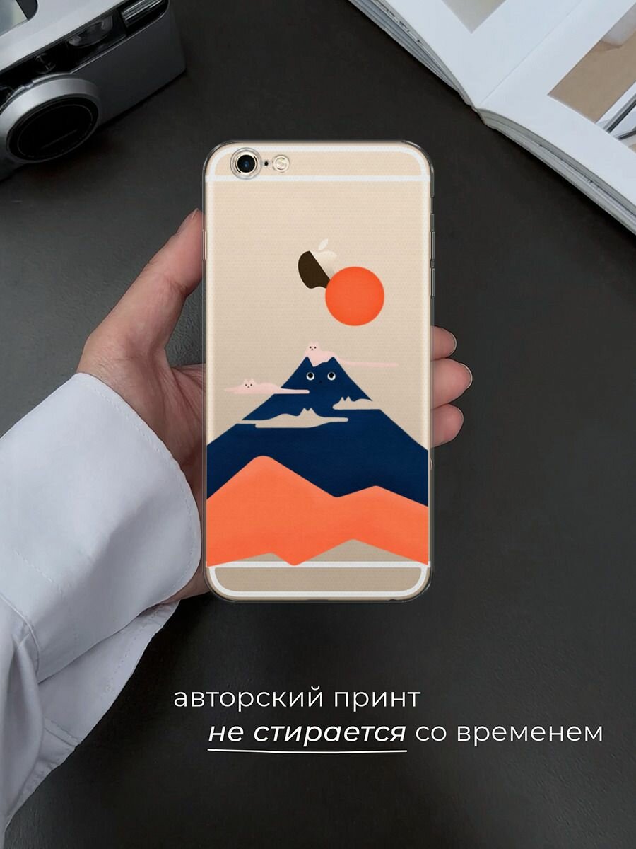 Чехол на Apple iPhone 6 Plus/6S Plus / Айфон 6 Плюс/Айфон 6С Плюс с принтом "Кот-гора", прозрачный — фото 1
