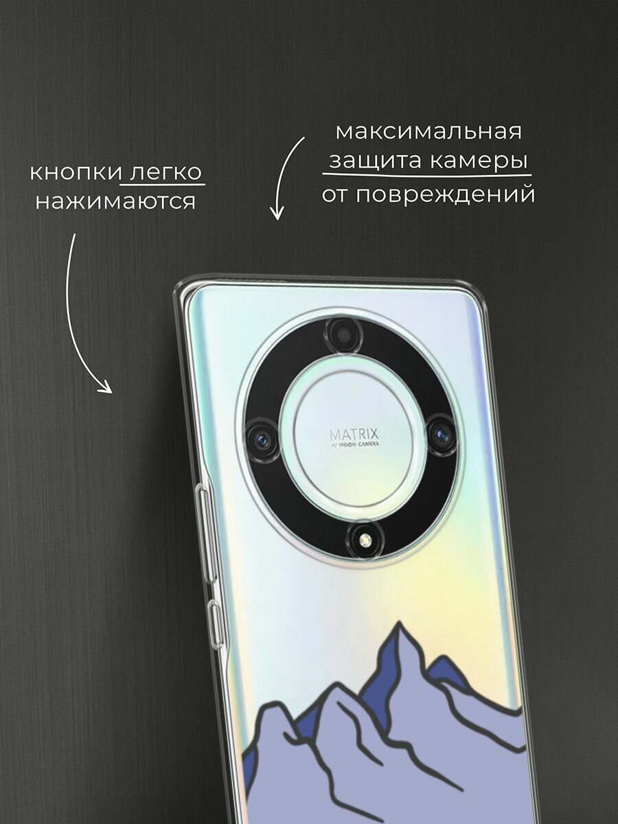 Силиконовый чехол на Honor X9A / Хонор X9A с принтом "Гора", прозрачный — фото 1