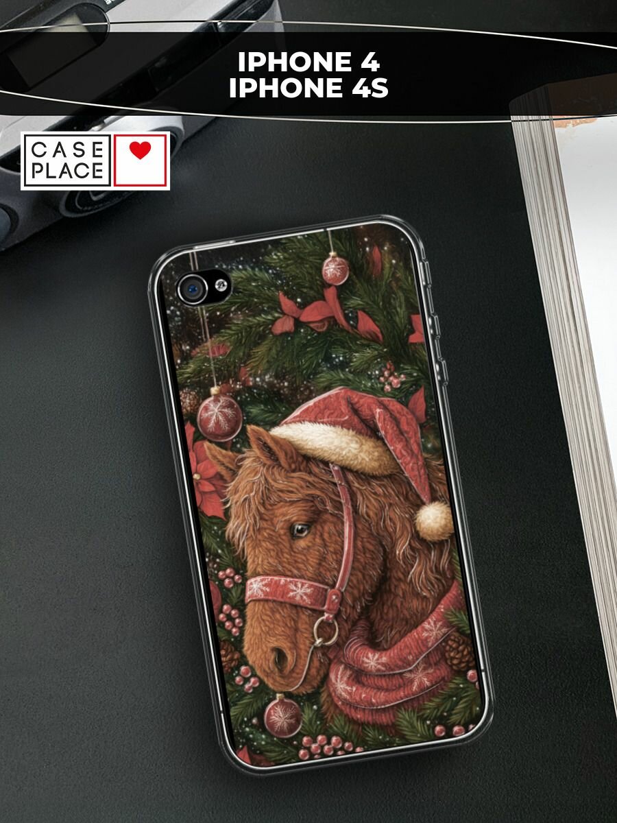 Чехол на Apple iPhone 4/4S / Айфон 4/4S с принтом "Бурый сказочный конь 2"