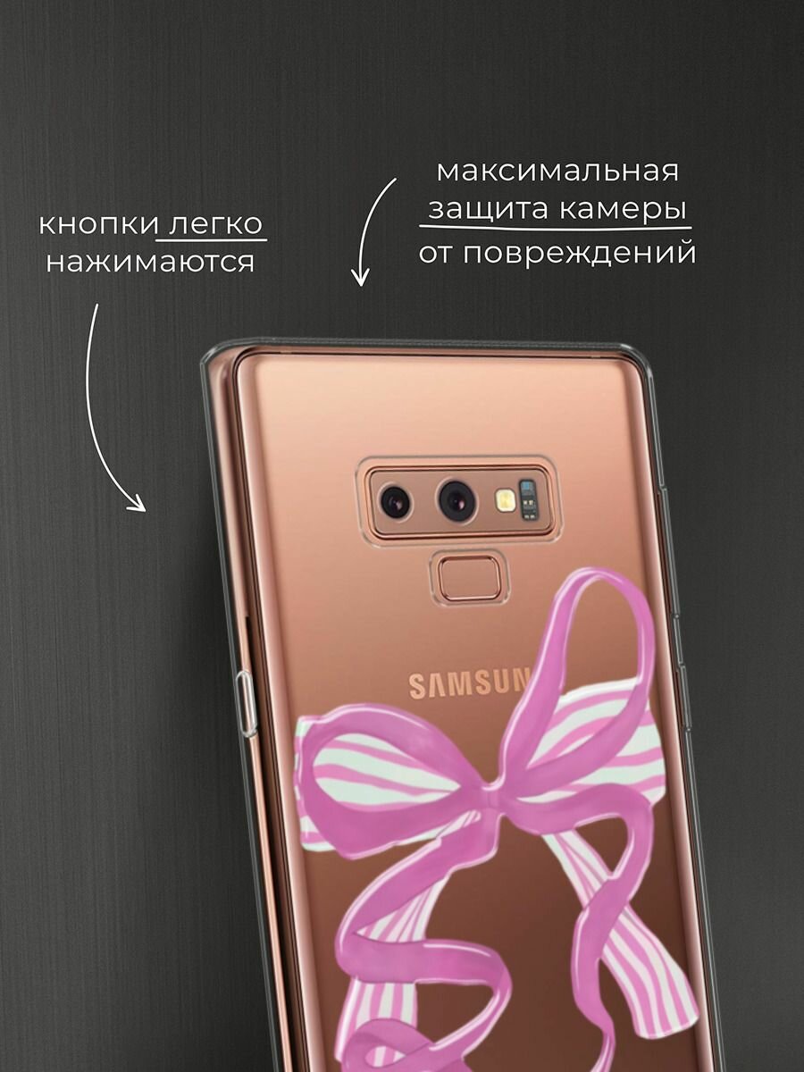 Чехол на Samsung Galaxy Note 9 / Самсунг Галакси Нот 9 с принтом "Полосатый розовый бант 2" — фото 1