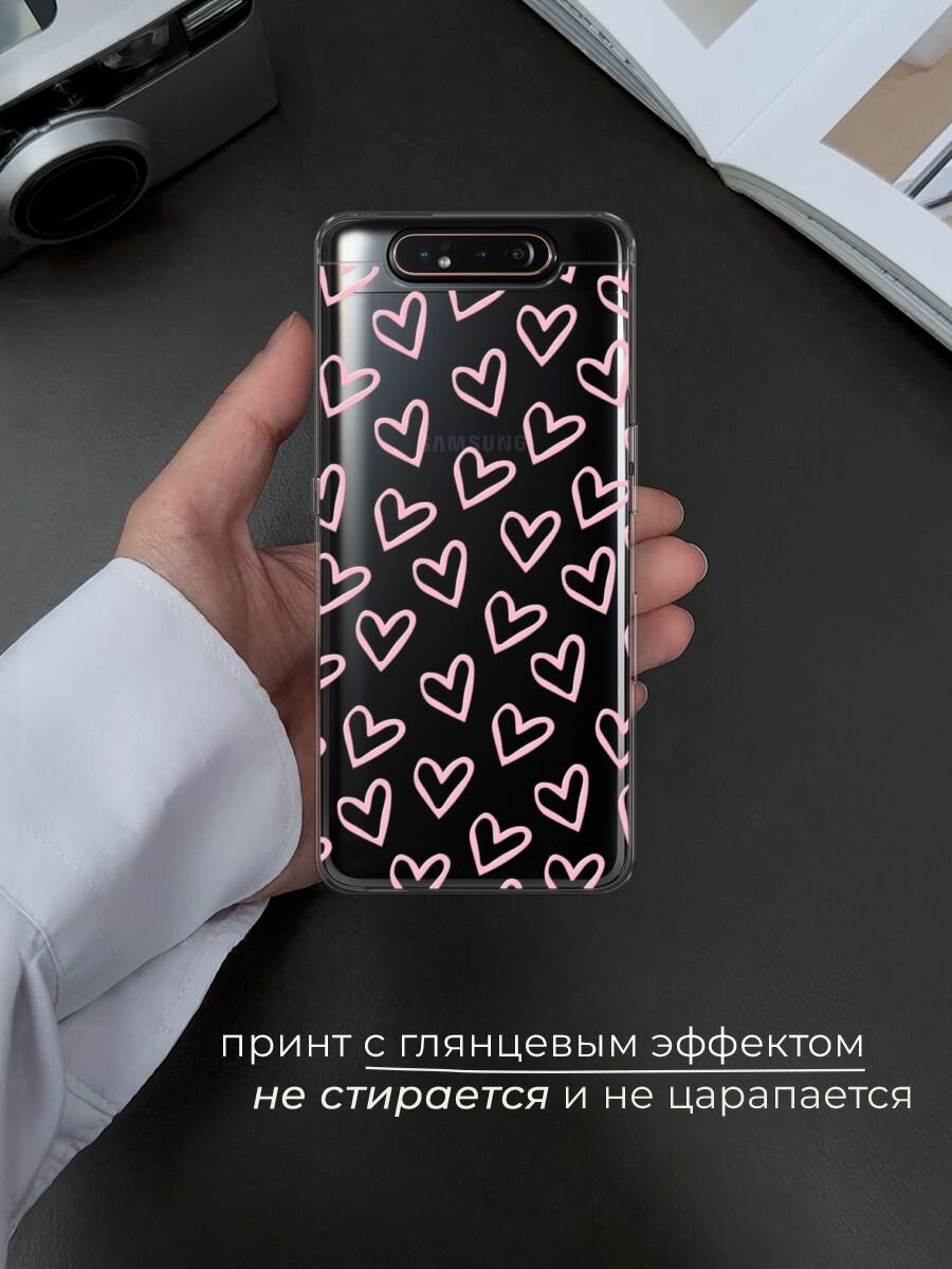 Чехол на Samsung Galaxy A80 / Самсунг Гэлакси A80 с принтом "Сердца паттерн" — фото 1