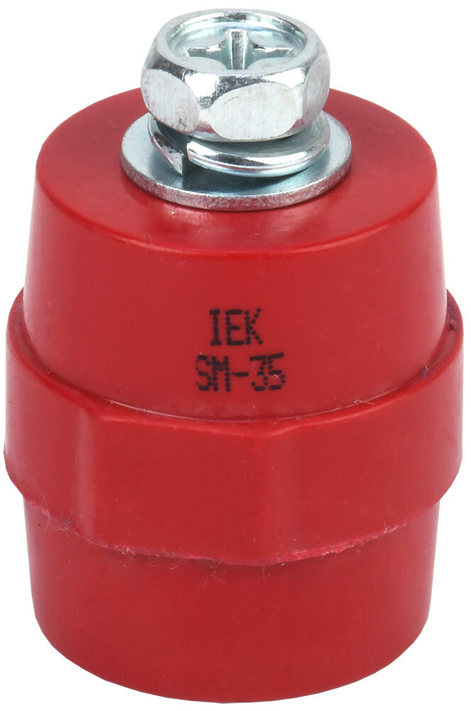 Изолятор силовой IEK SM35, M8, с болтом, красный, 32х32х25 мм