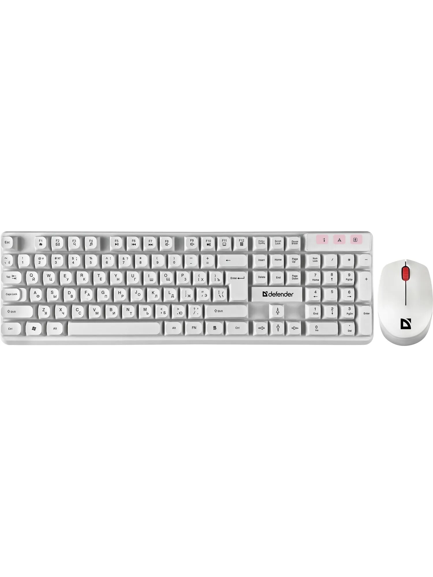 Клавиатура и мышь Wireless Defender Milan C-992 45994 клав: белый мышь: белый/красный usb multimedia