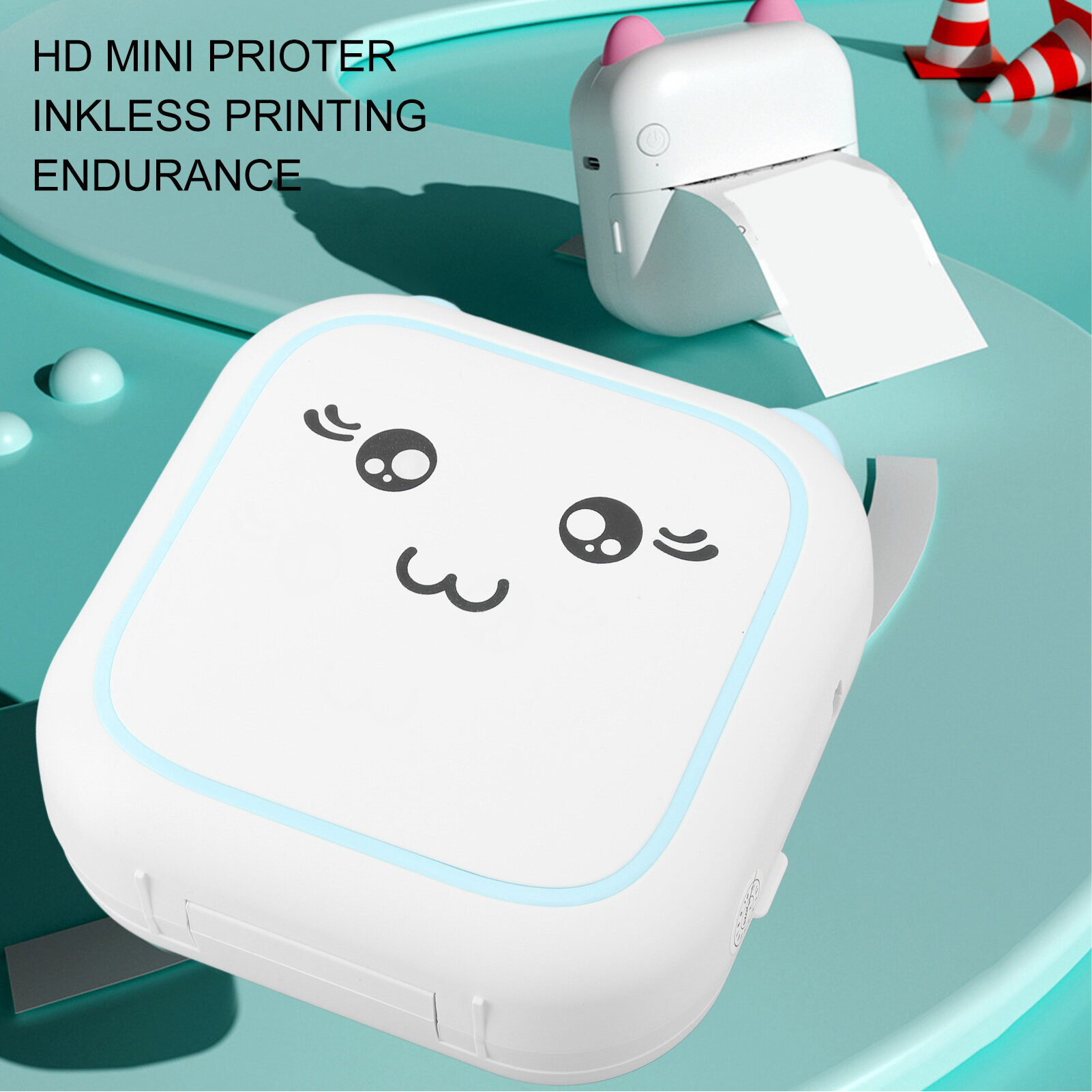Мини-принтер, термочернильная, черно-белая печать, соединение BT, 800 мАч, высокоскоростной малошумный портативный принтер для тегов, заметок, квитанций со штрих-кодом, синий