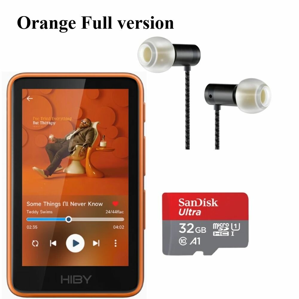 HiBy R1 Музыкальный плеер MP3 HIFI с наушниками Yves и 32-гигабайтной картой памяти Sandisk Micro SD (Full version)