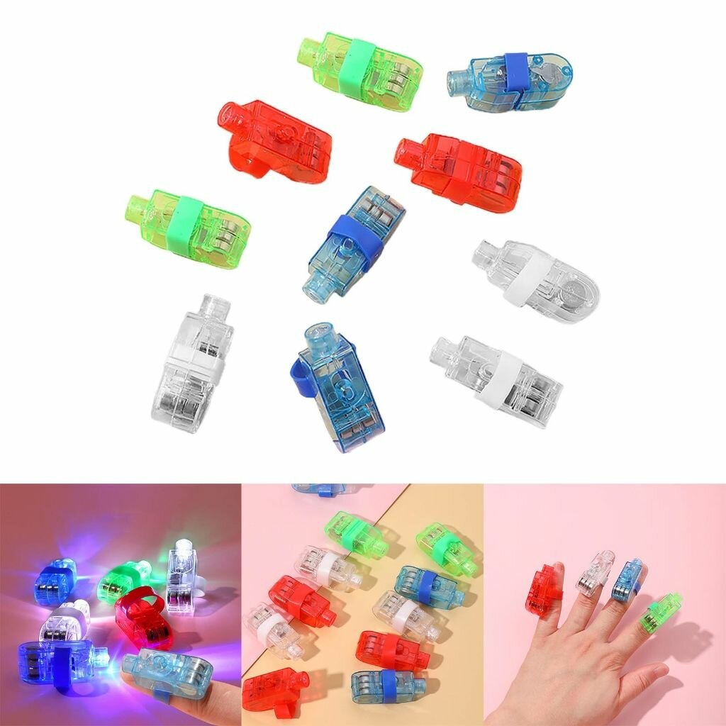 1 упаковка из 10 светящихся игрушек для пальчиков (случайный цвет)